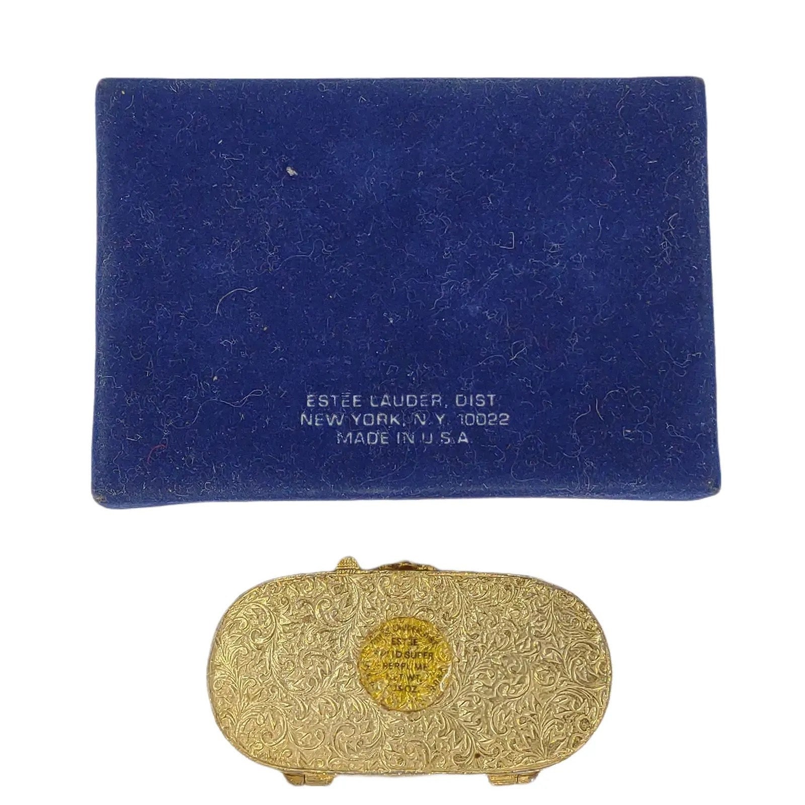 Vintage Estee Lauder Blue Enamel Gold-tone Solid Perfume Keepsake ...