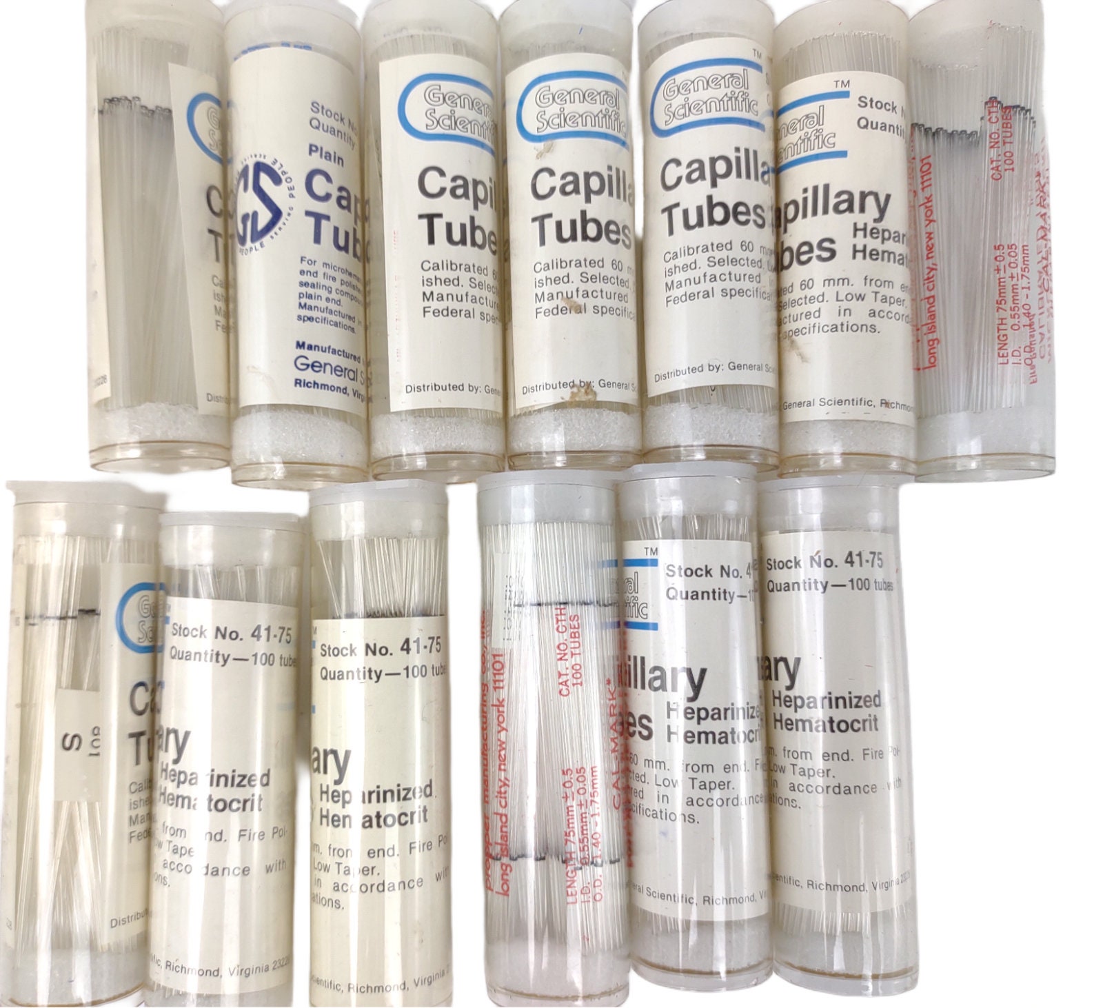 Vintage Lot Set of 1200 Capillary Tubes General Scientific & Cal-mark ...
