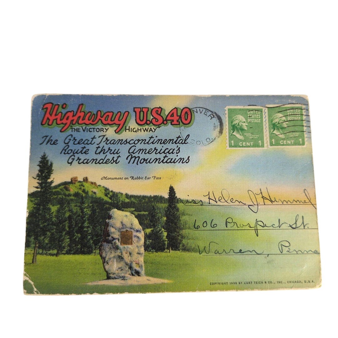 Victory Highway US 40 1930s Fold-out Linen Postcards Transcontinental ...