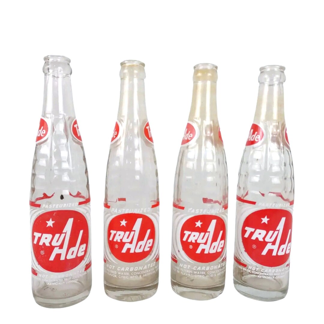 Set of 4 Vintage 1960s Tru-ade 10oz ACL Glass Soda Bottles, Roanoke ...