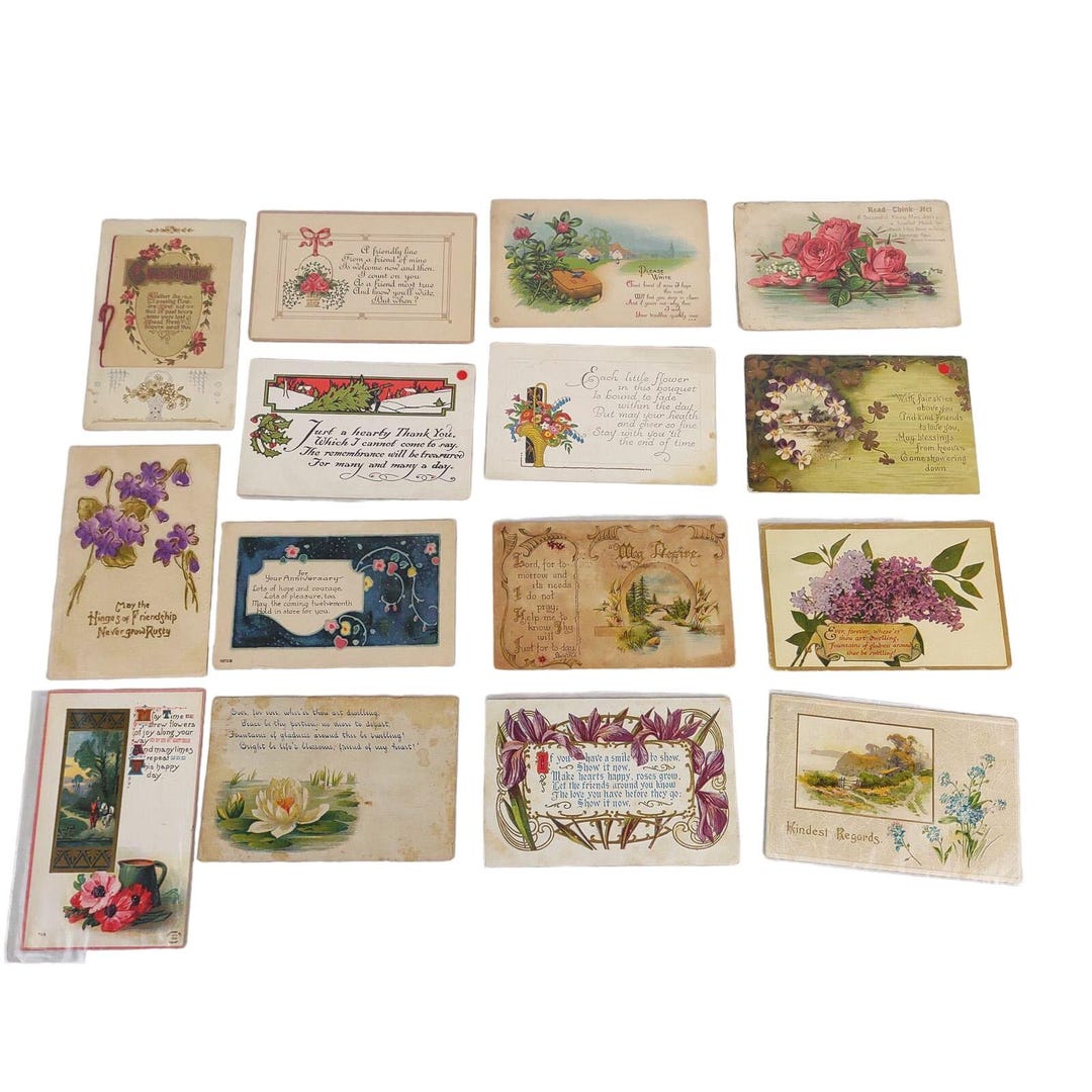 Set 15 Antique Early 1900s Poetry Poem Greeting Cards Postcards ...