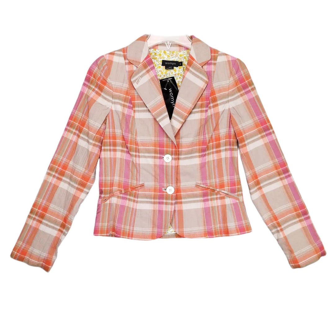 NWT Vintage Garfield & Marks Womyn Women's 4 Plaid Blazer Jacket ...