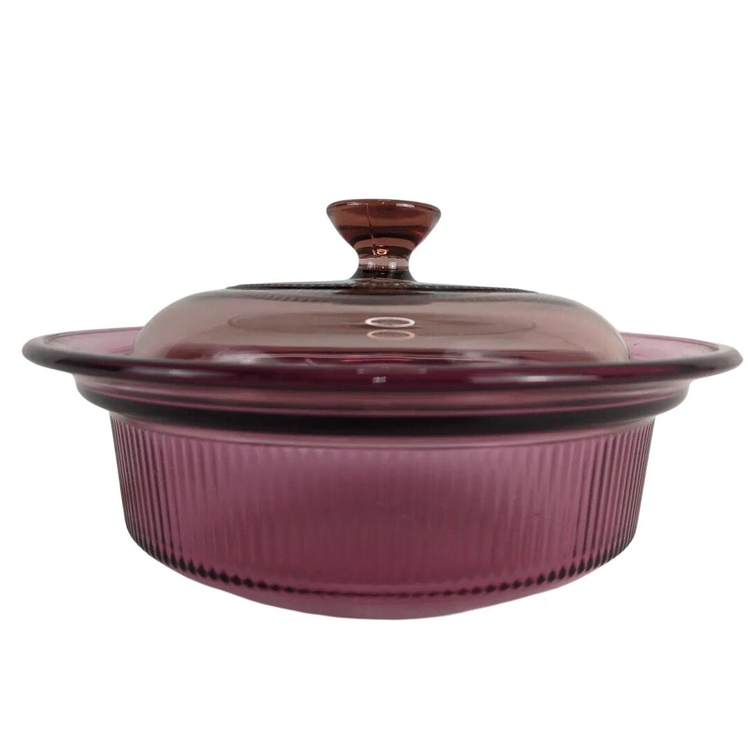 Corning Vision Cranberry Glass 24oz Casserole Dish With Lid V-30-B USA ...