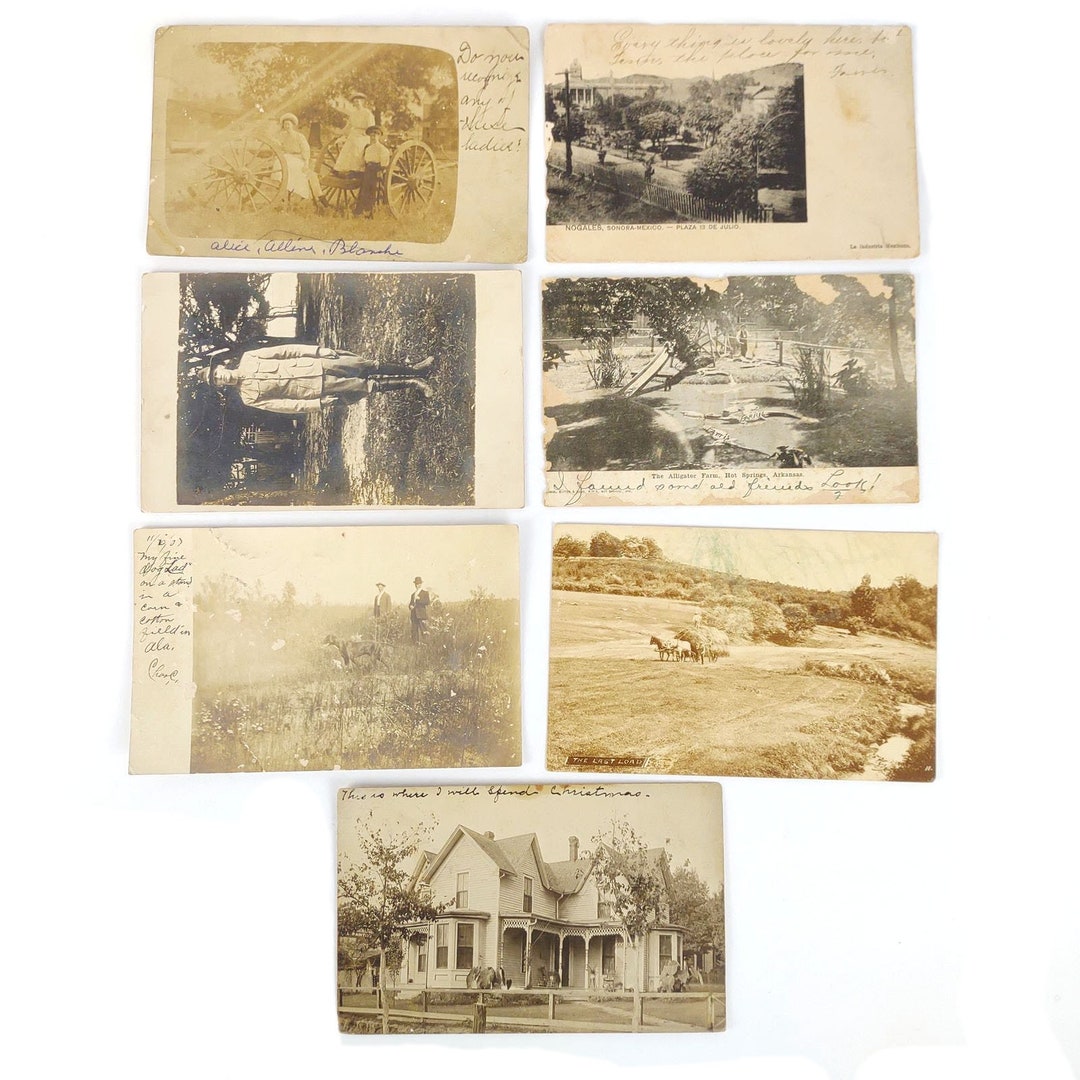 Set of 7 Early 1900s Postcards, RPPC, Soldier, Farm & Rural Life, Dog ...