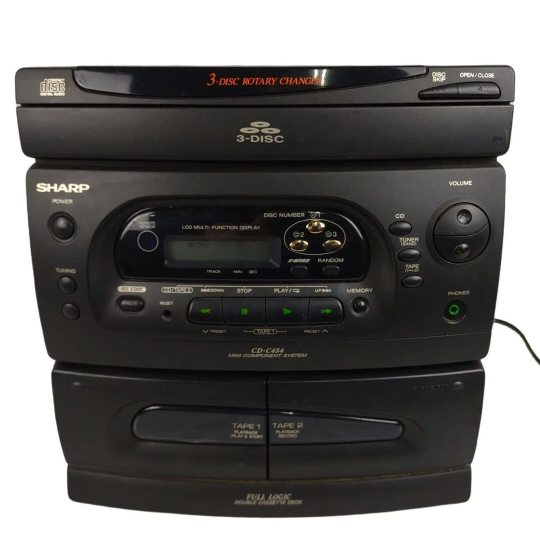 Vintage 1995 Sharp Cd-c454 Full Logic Dual Cassette Desk Player, 3-disc ...