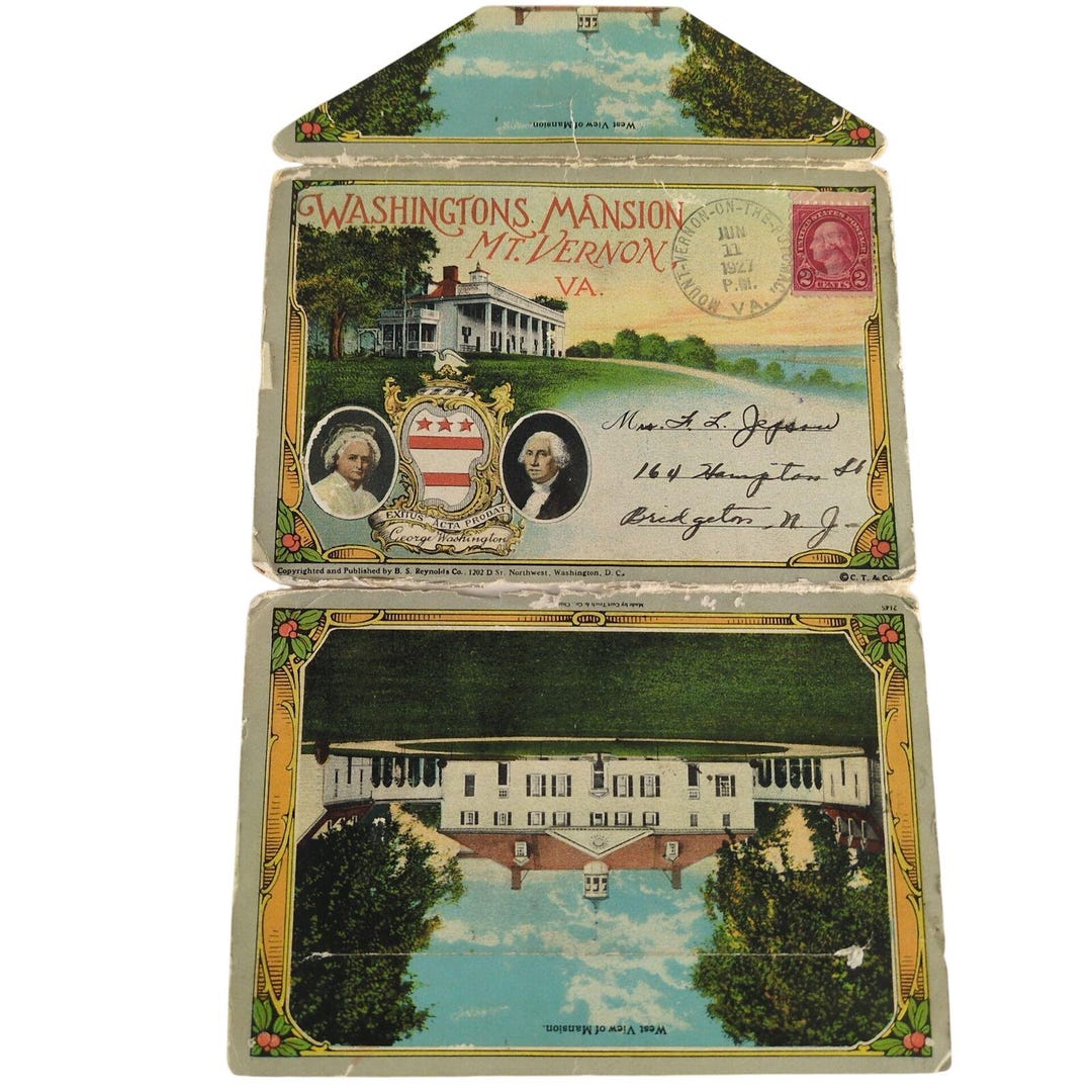 George Washington's Mansion Mt Vernon Virginia 1920s Fold-out Postcards ...