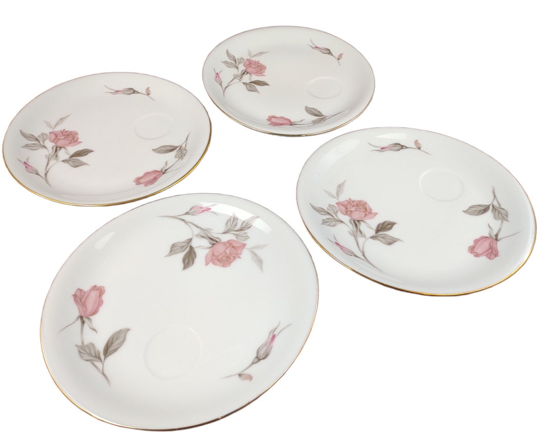 Set 4 Vintage Sango Japan NANCY 8 Snack/luncheon Saucer Plates Pink ...