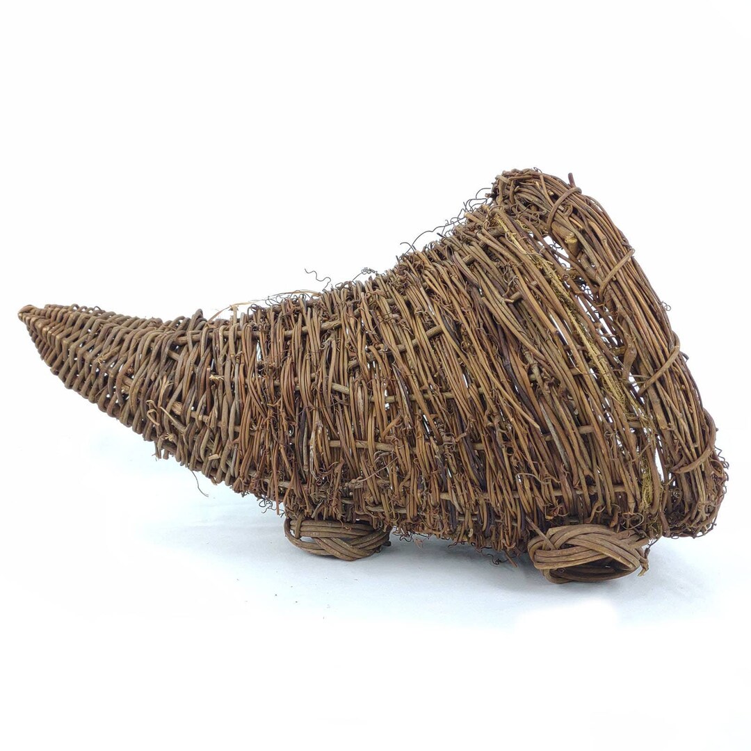 Vintage 12" Cornucopia Rustic Basket Horn of Plenty Primitive Country ...