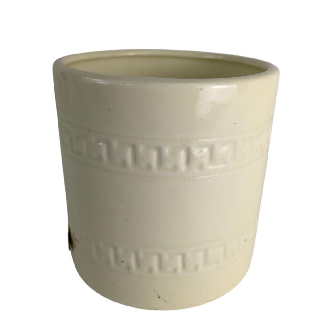 Vintage Haeger Pottery USA Greek Key Cream 6" Planter Flower Pot Vase ...