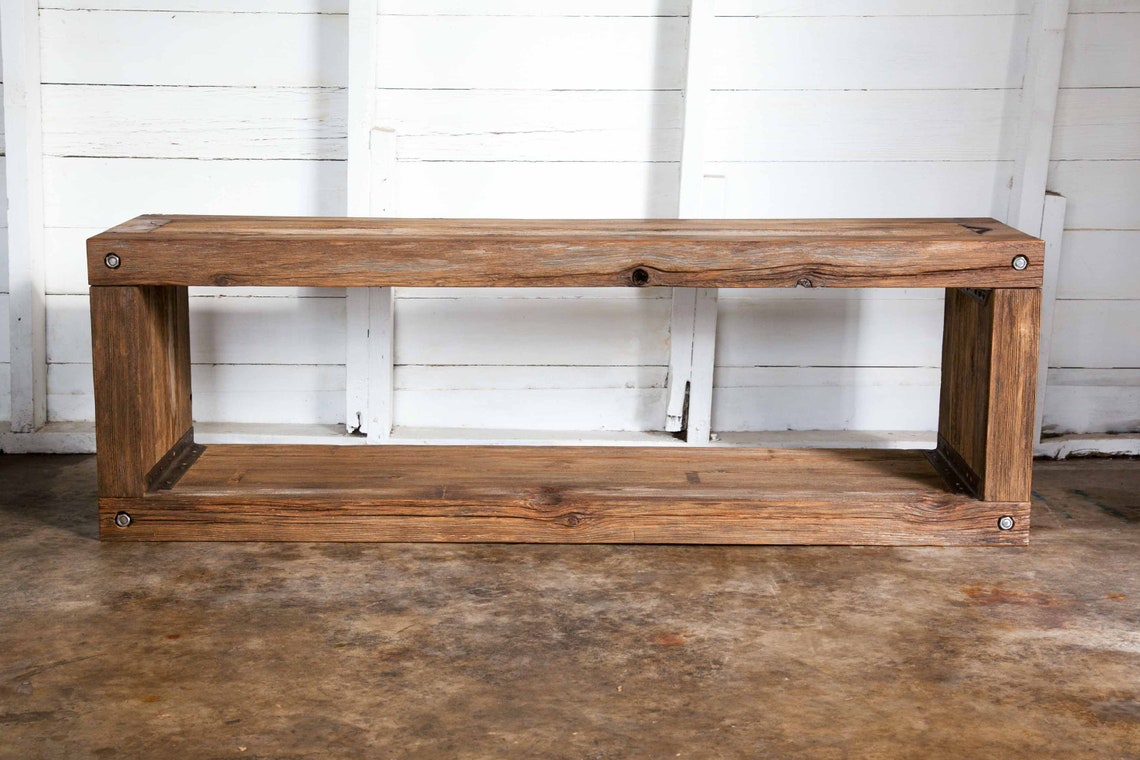 Vintage Wood MCM TV Media Console Coffee Table Bench - Etsy