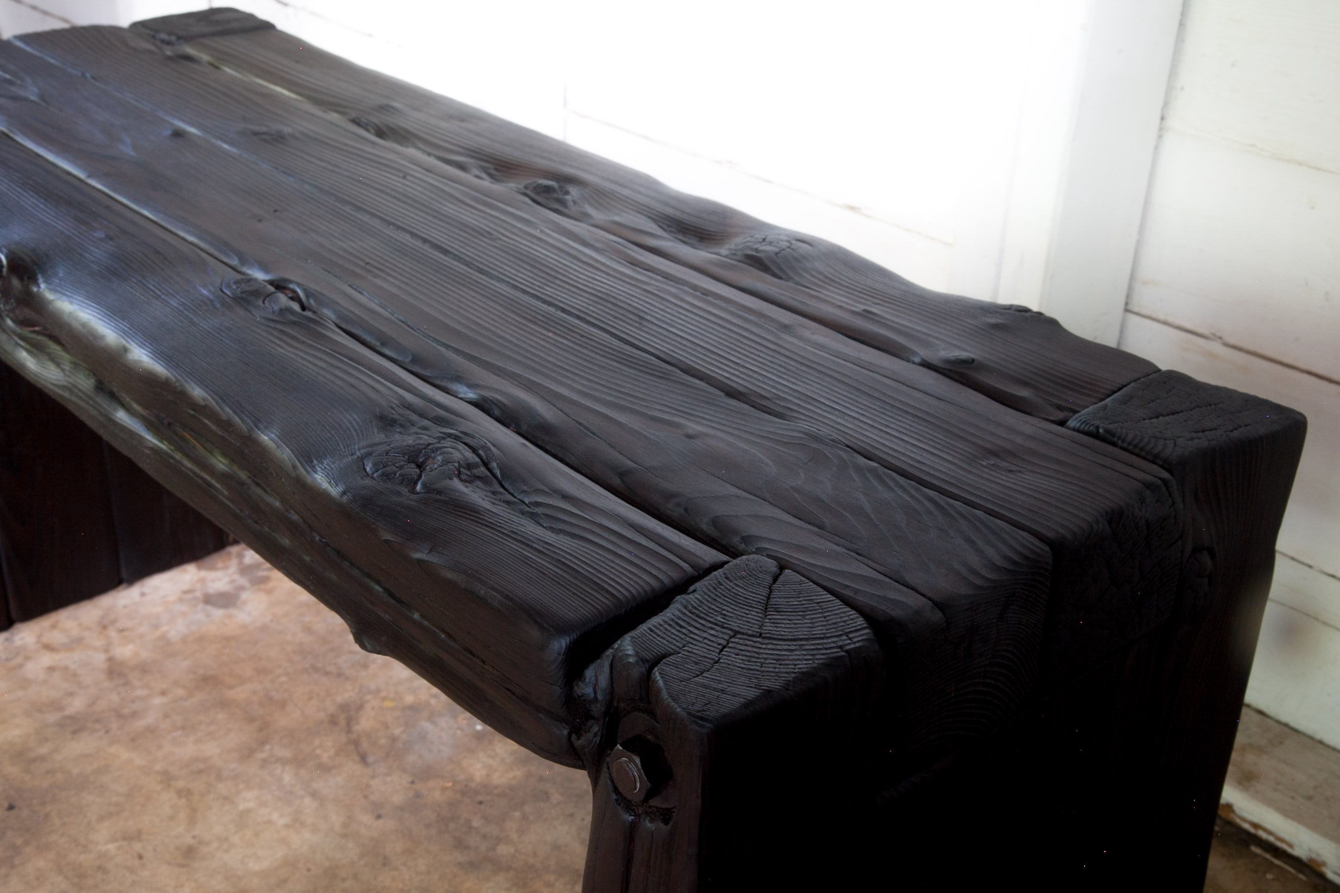 Modern Organic Yakisugi Vintage Wood Bench Shou Sugi Ban Side Coffee ...