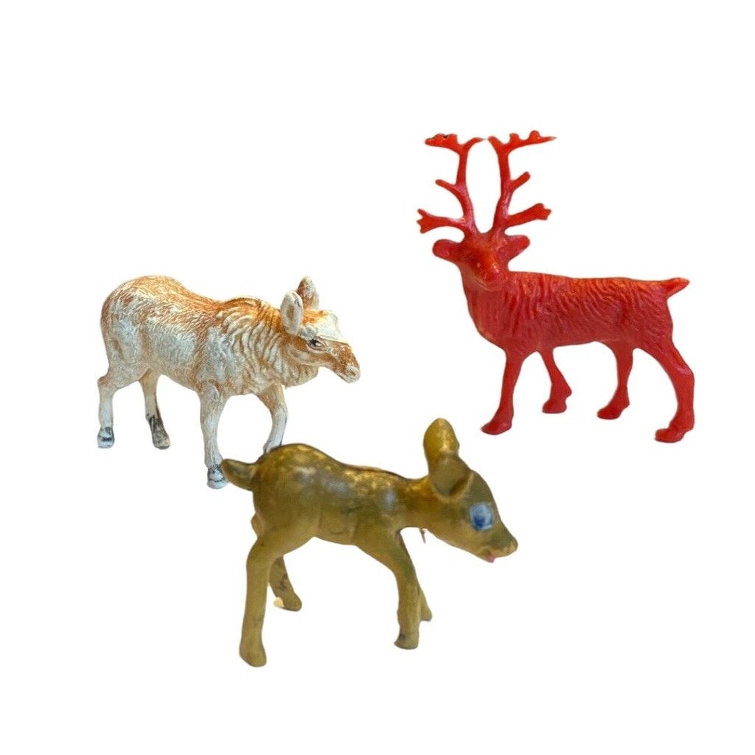 Hard Plastic Reindeer Elk Moose Fawn Hong Kong Vintage Diorama Altered ...