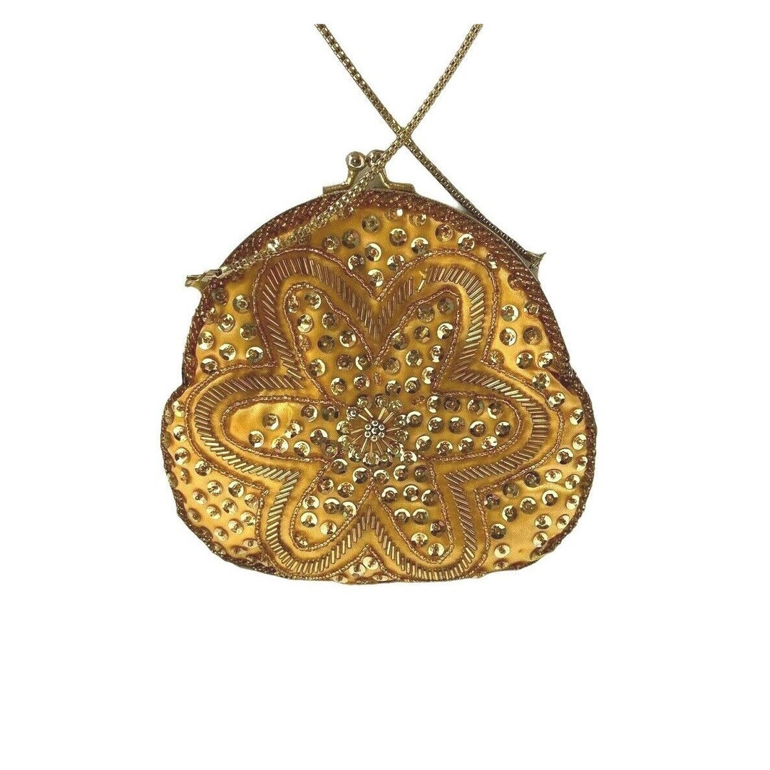 Vintage Walborg Sm Yellow Gold Beaded Handbag Chain Cute Classy Lined ...