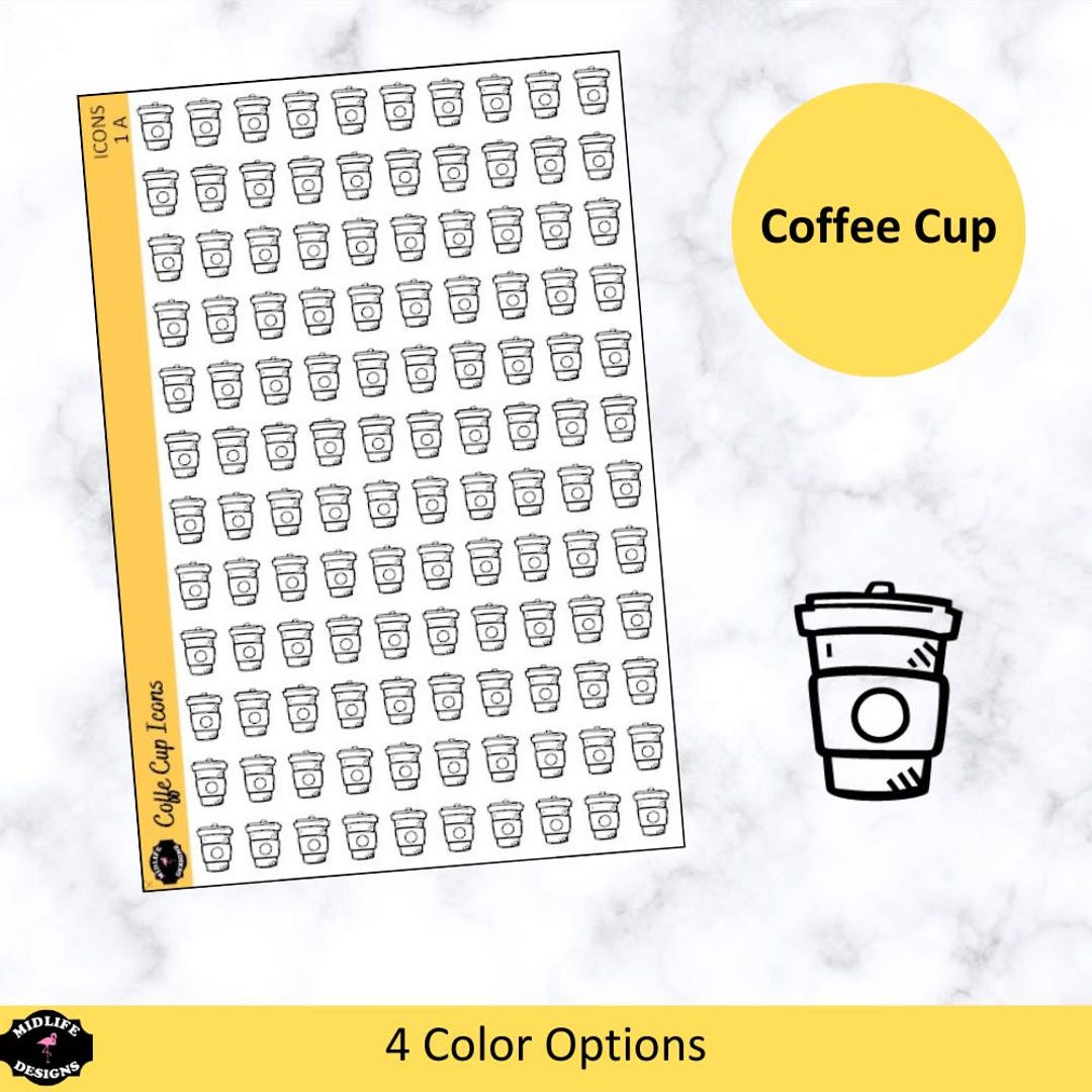 COFFEE ICON Planner Stickers, Coffee Cup Icons, Morning Coffee Routine ...