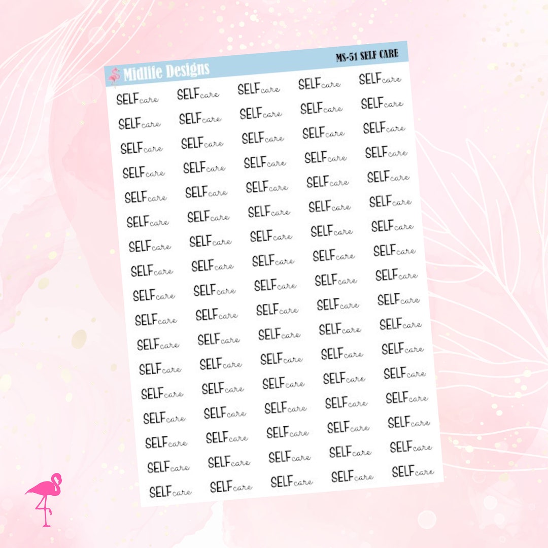 SELF CARE Mixed Script Planner Stickers, Self Care Stickers, Reminder ...