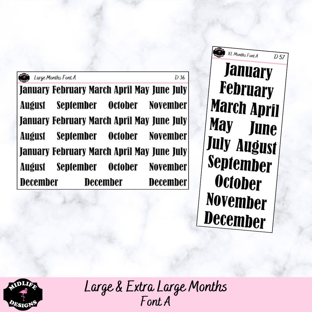 MONTHS of the YEAR Script Planner Stickers | Large and Extra Large ...