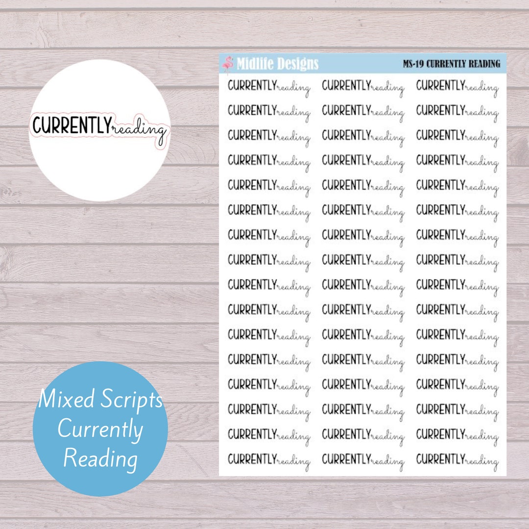 CURRENTLY READING Mixed Script Planner Stickers, Current Read Stickers ...