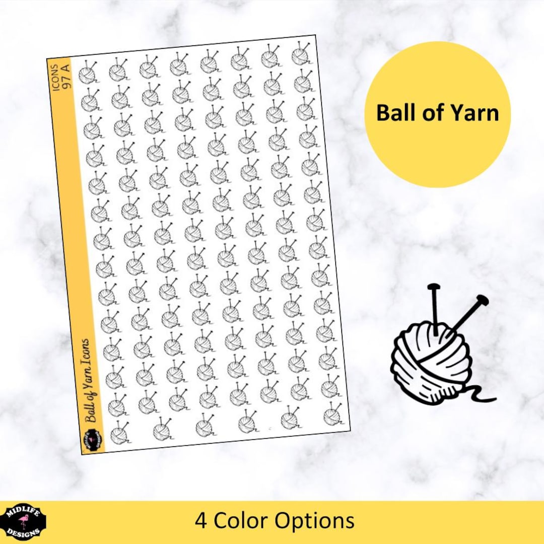 BALL OF YARN Icons Ball of Yarn Icon Stickers, Planner Stickers, Craft ...