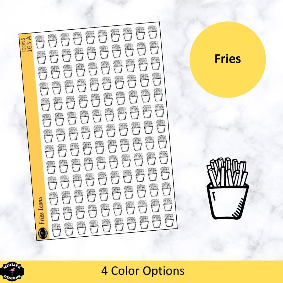 FRIES Icon Planner Stickers | Icons Stickers, Fries Stickers, Fast Food ...