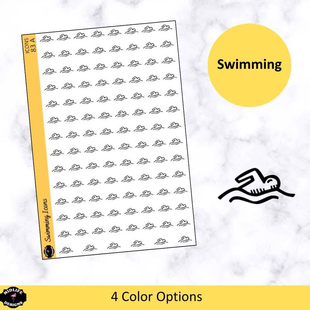 SWIMMING Icons Planner Stickers | Swimming Sports Stickers, Swimming ...