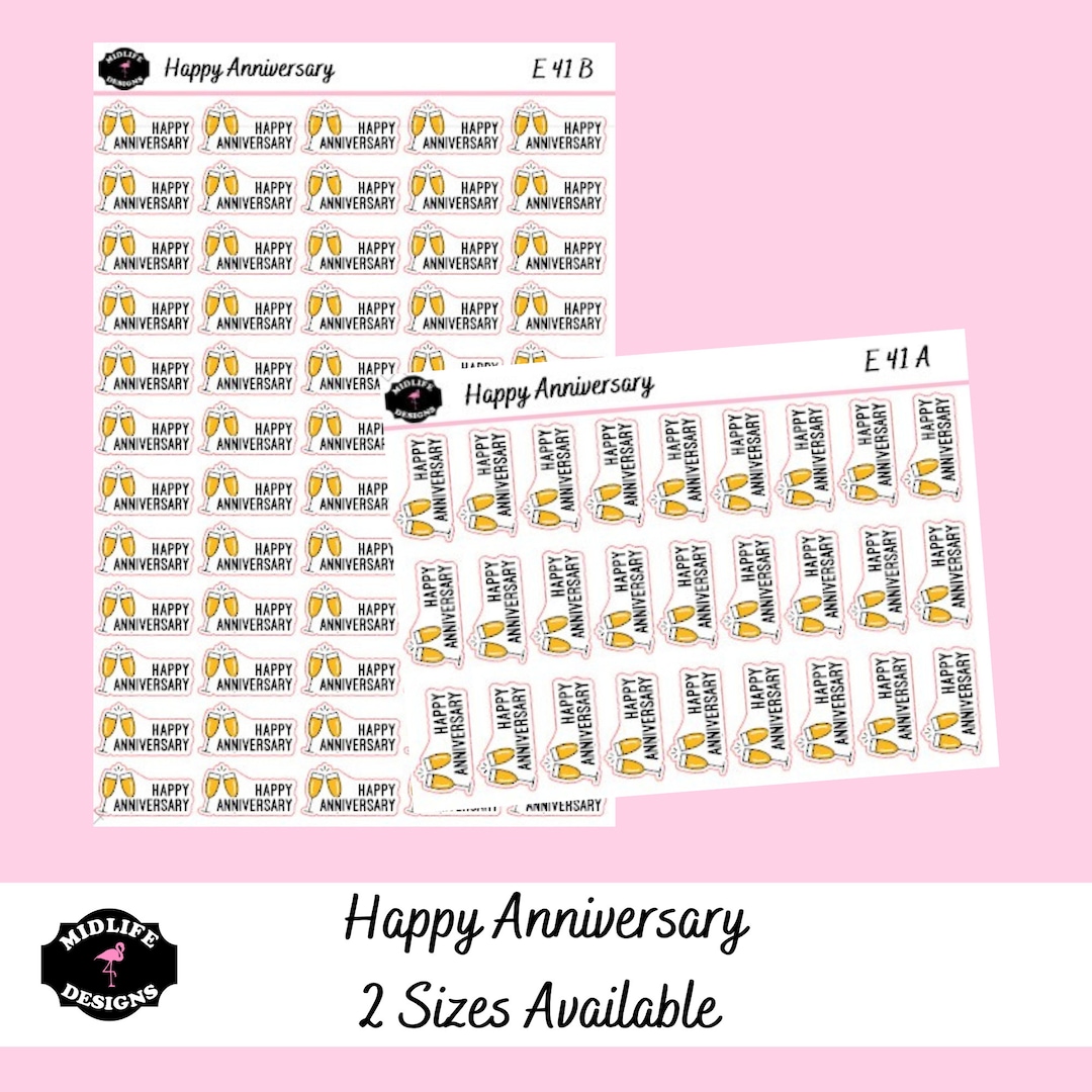 HAPPY ANNIVERSARY Planner Stickers, Anniversary Stickers, Celebrate ...