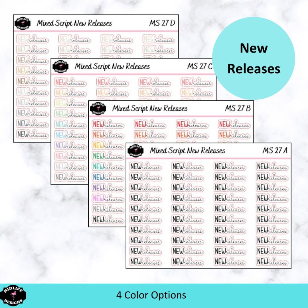 NEW RELEASES Mixed Script Planner Stickers, New Release Stickers ...