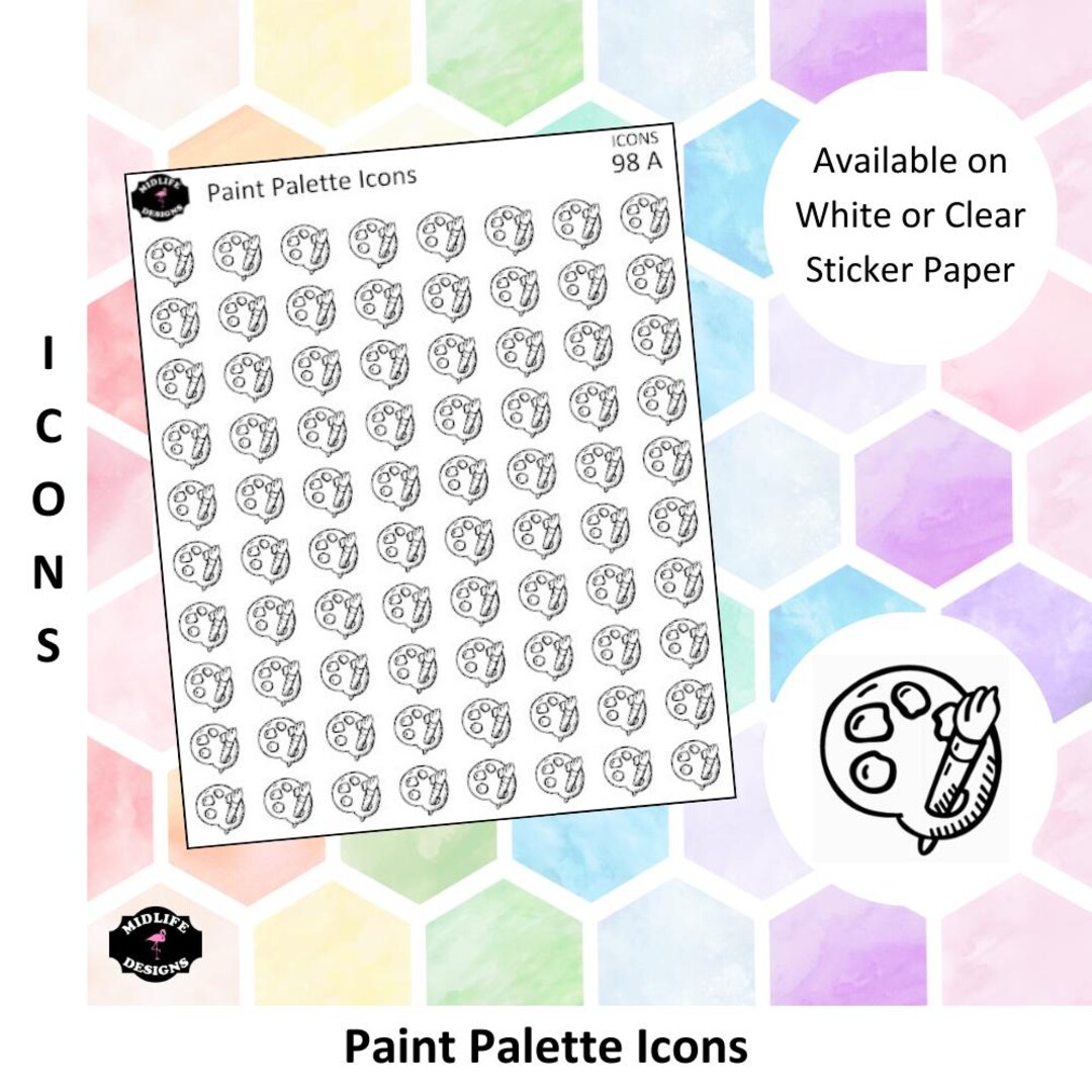 PAINT PALETTE ICONS | Paint Palette Icon Stickers, Planner Stickers ...