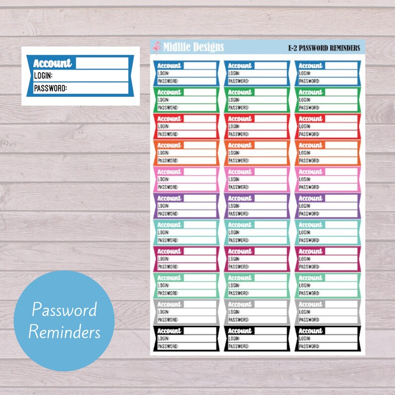 PASSWORD REMINDER Planner Stickers Password Reminder - Etsy