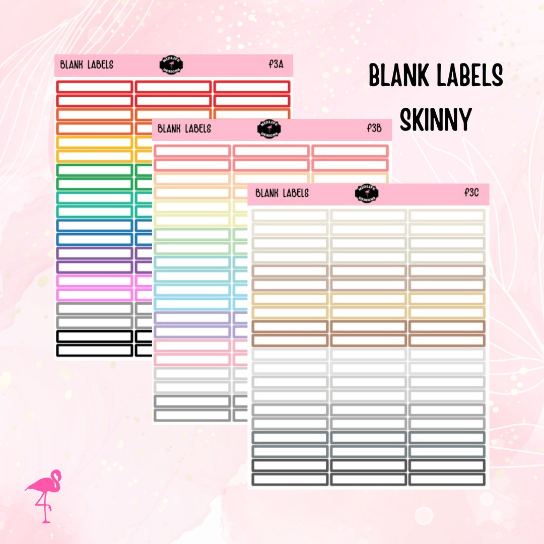 BLANK SKINNY LABEL Planner Stickers Blank Label Stickers, Personalized ...
