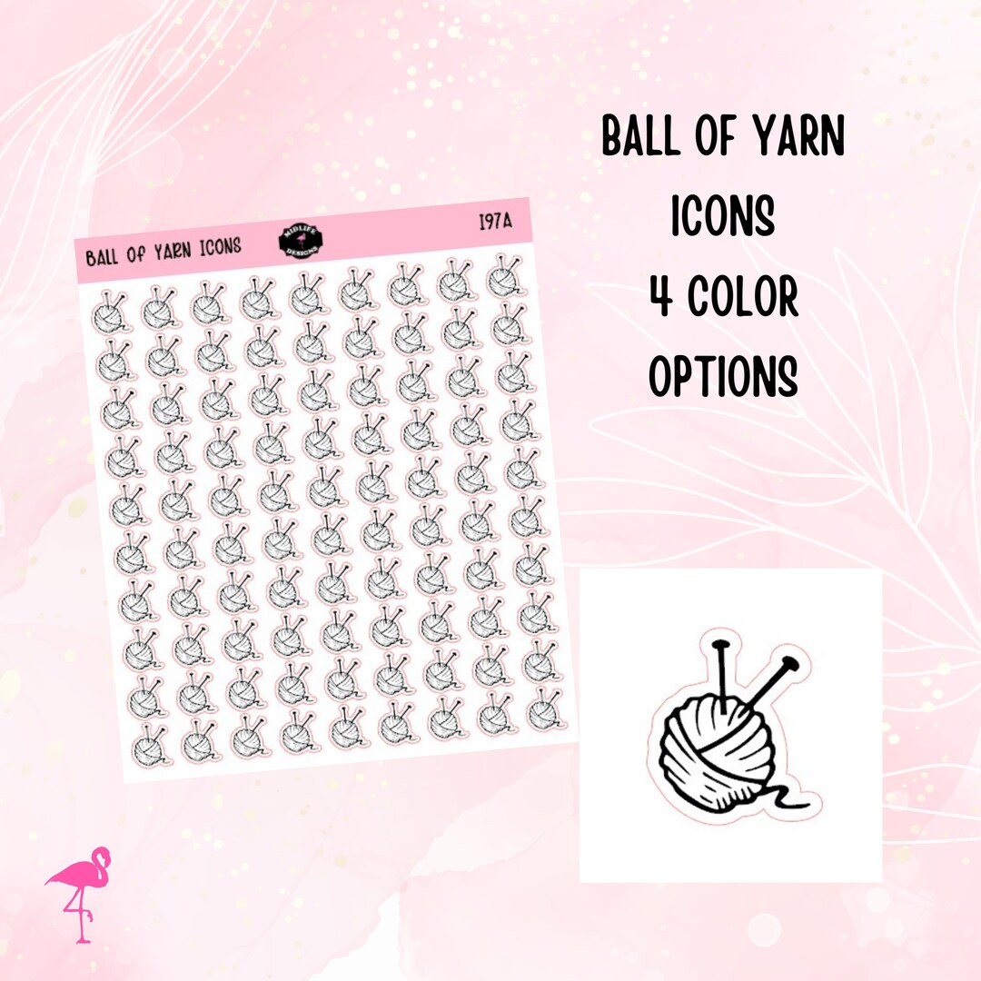 BALL OF YARN Icons Ball of Yarn Icon Stickers, Planner Stickers, Craft Stickers, Decorative ...