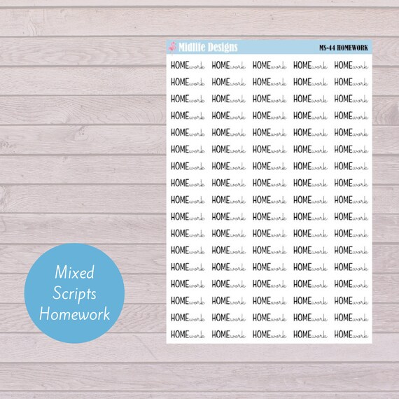 HOMEWORK Mixed Script Planner Stickers Homework Stickers - Etsy