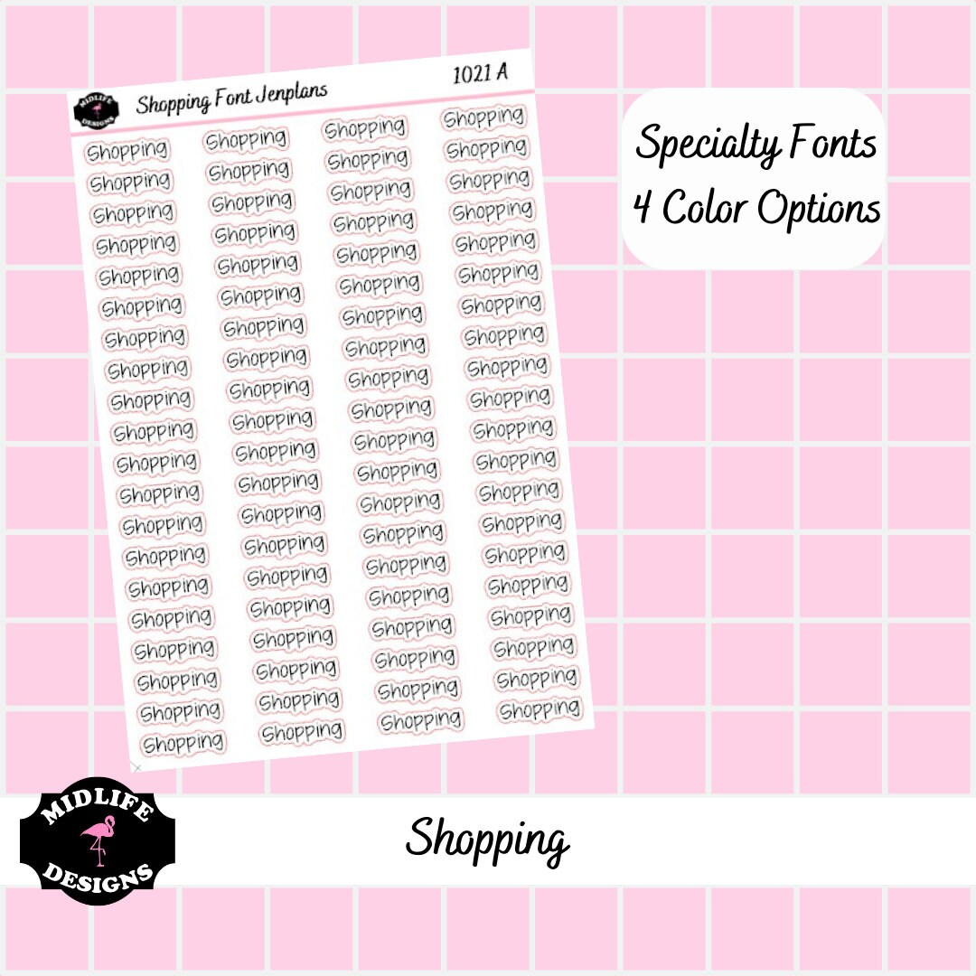SHOPPING Script Stickers Shopping Script Stickers, Shopping Trip ...