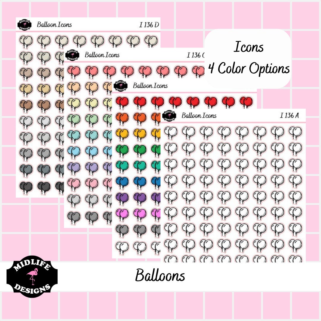 BALLOON Icon Planner Stickers | Balloon Icon Stickers, Birthday ...