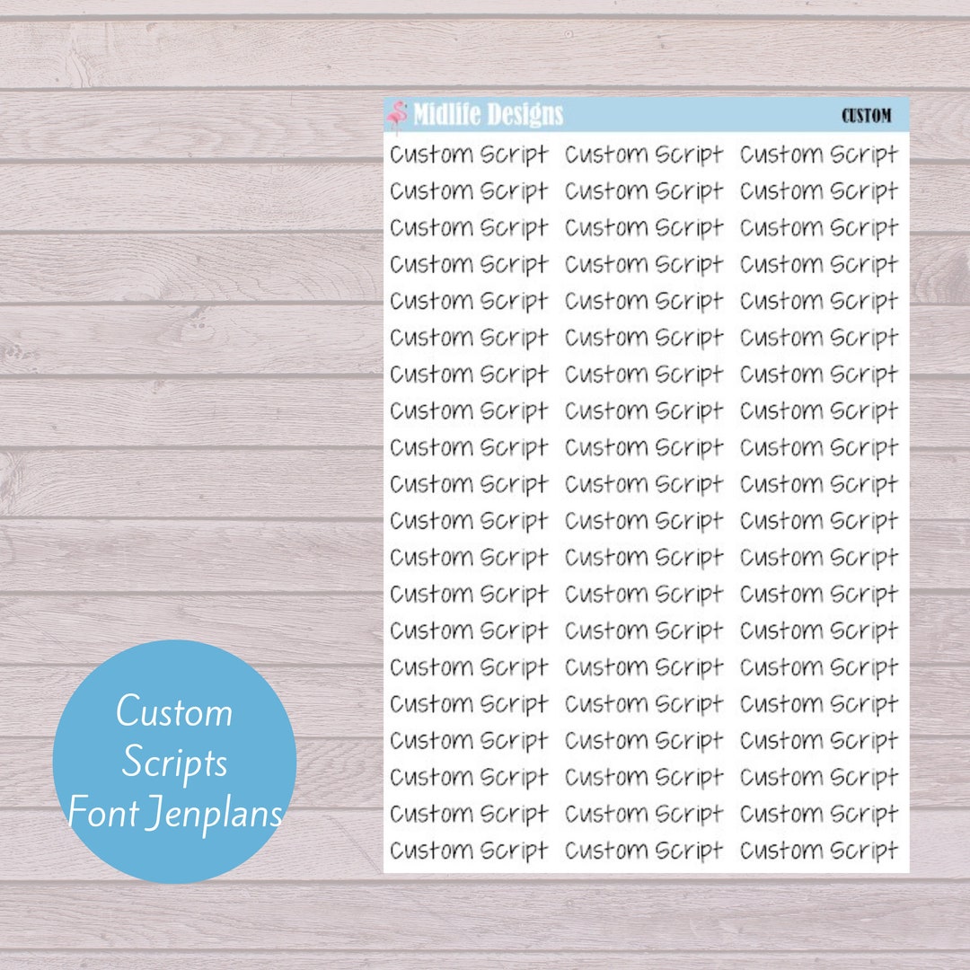 Custom Script Stickers Jenplans Font Custom Planner Stickers - Etsy