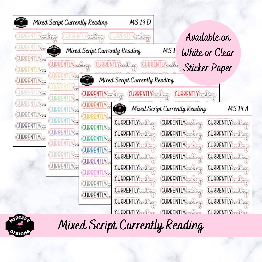 CURRENTLY READING Mixed Script Planner Stickers, Current Read Stickers ...