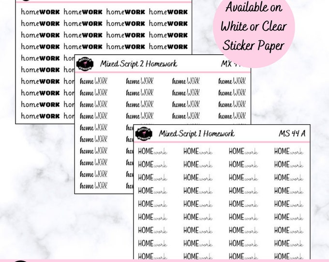 Homework Script Stickers S052 School Work Word Stickers for Planner ...