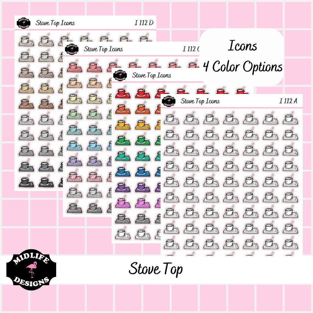 STOVE TOP ICONS Kitchen Stove Top Icon Stickers, Cooking Icons, Dinner ...