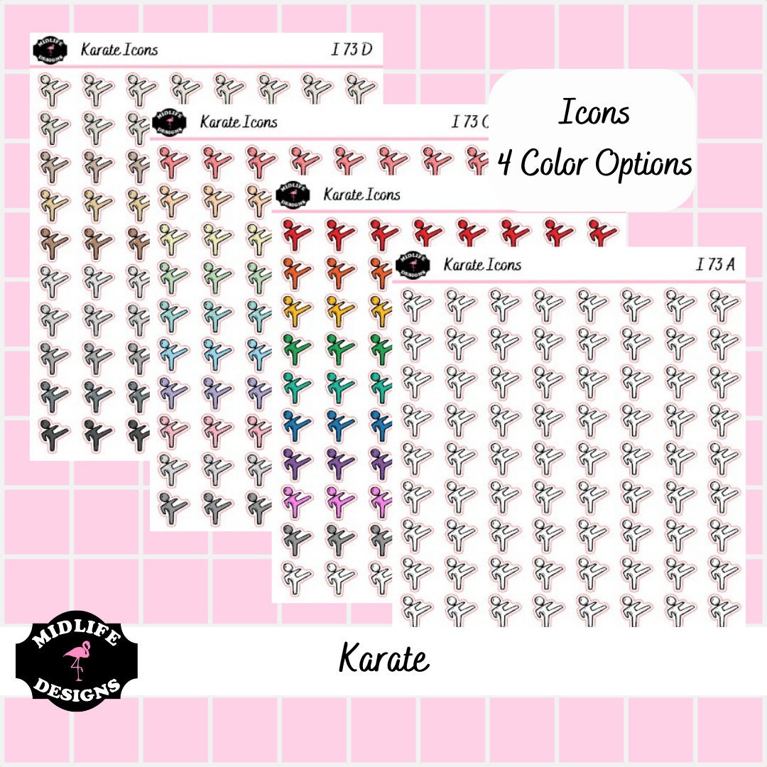 KARATE Icons Planner Stickers Karate Sports Stickers, Karate Tournament ...