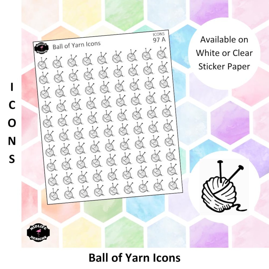 BALL OF YARN Icons Ball of Yarn Icon Stickers, Planner Stickers, Craft ...