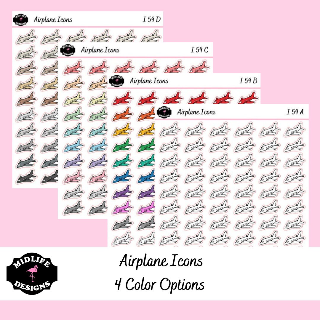 AIRPLANE ICON Planner Stickers, Airplane Stickers, Plane Trip Stickers ...