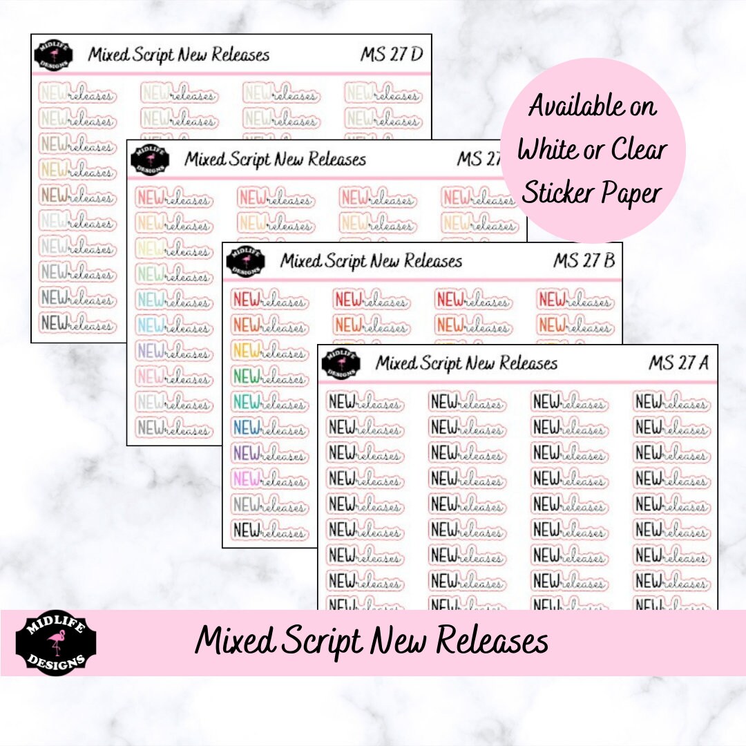 NEW RELEASES Mixed Script Planner Stickers, New Release Stickers ...