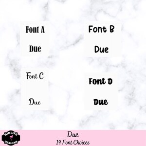 DUE Script Planner Stickers | Due Stickers, Bill Due Stickers, Reminder ...