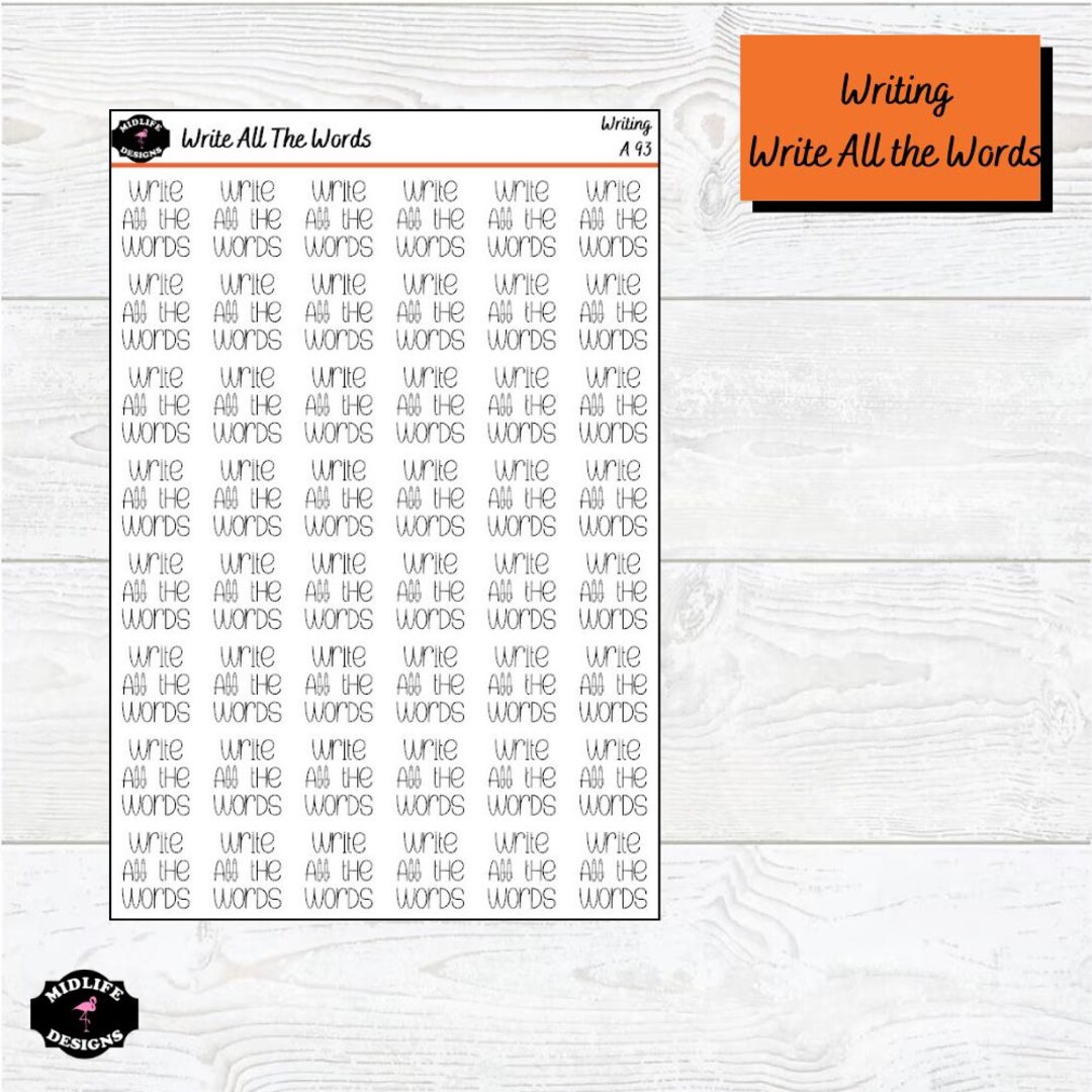Write All the Words Planner Stickers | Writing Stickers, Author ...