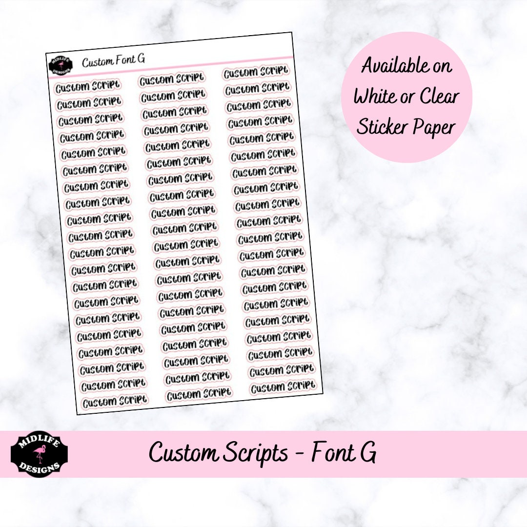 CUSTOM SCRIPT Stickers, Custom Planner Stickers, Customize Your ...