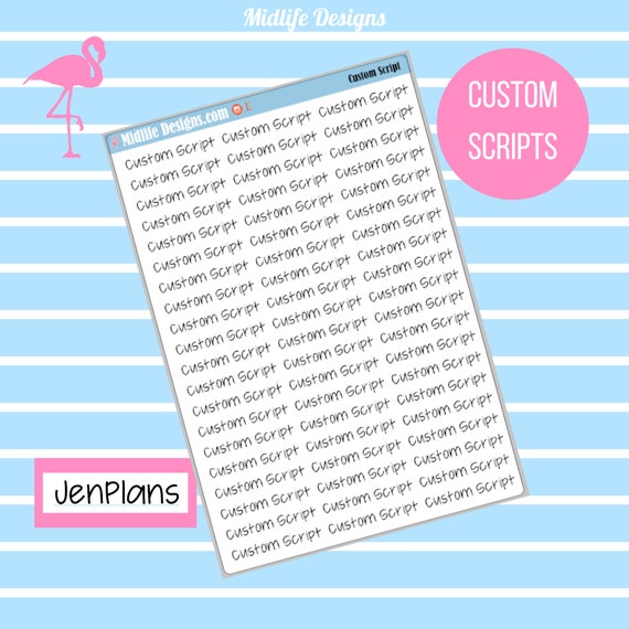 Custom Script Stickers Jenplans Font Custom Planner Stickers | Etsy