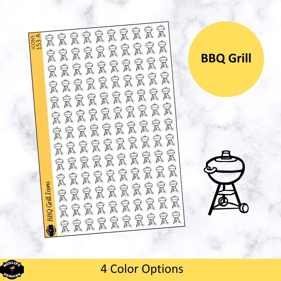 BBQ GRILL Icon Planner Stickers | Bbq Grill Stickers, Summer Barbecue ...