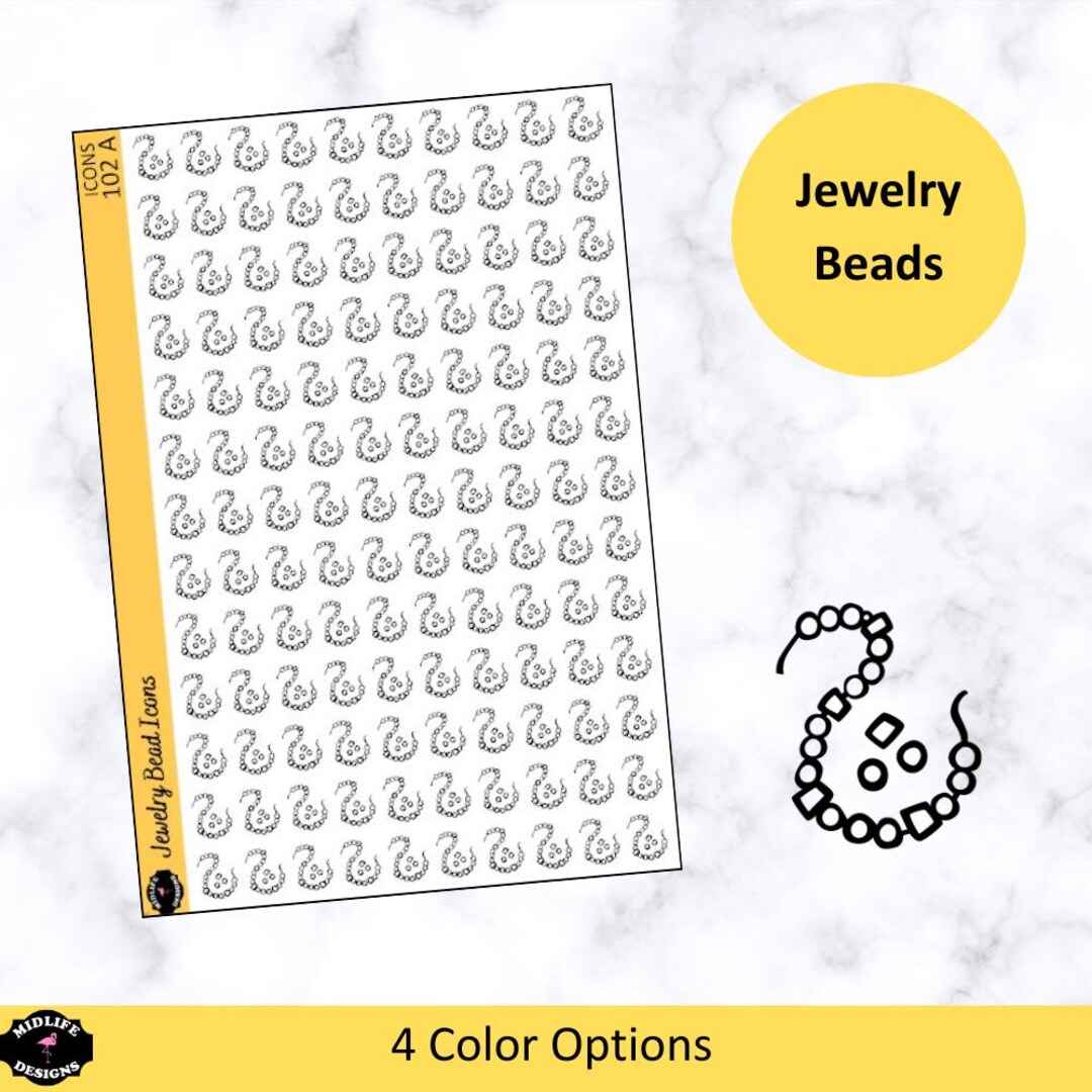 JEWELRY BEADING ICONS Jewelry Beads Icon Stickers, Planner Stickers ...