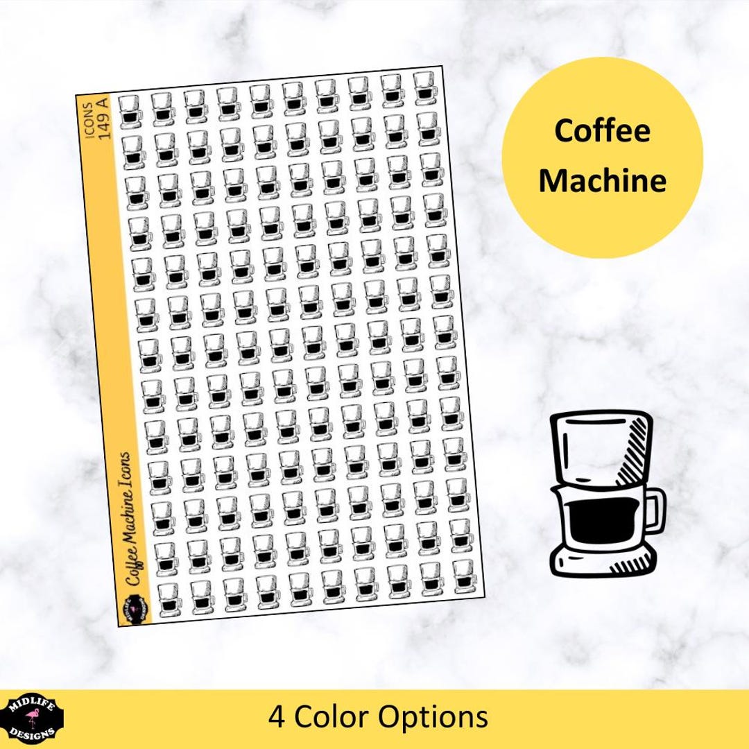 COFFEE MACHINE Icon Planner Stickers | Coffee Machine Stickers, Coffee ...