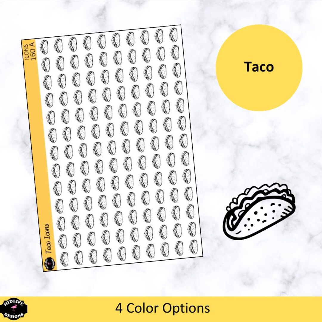 TACO Icon Planner Stickers | Icons Stickers, Taco Stickers, Fast Food ...