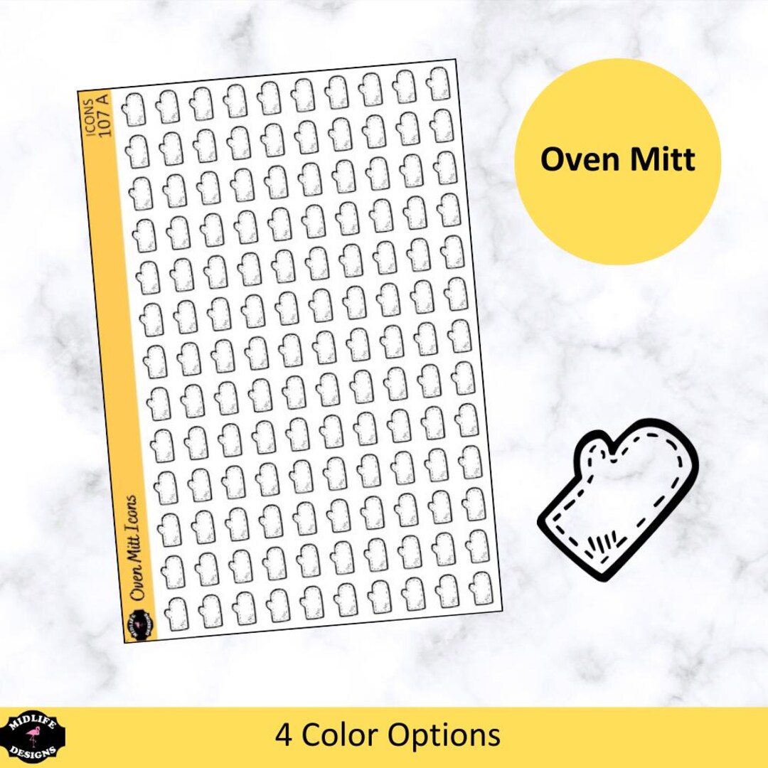 OVEN MITT ICON Stickers | Oven Mitt Icon Stickers, Planner Stickers ...